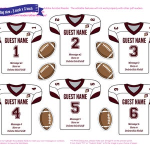 Editable Football Party Favor Tags, Personalized, Jersey Printable ...