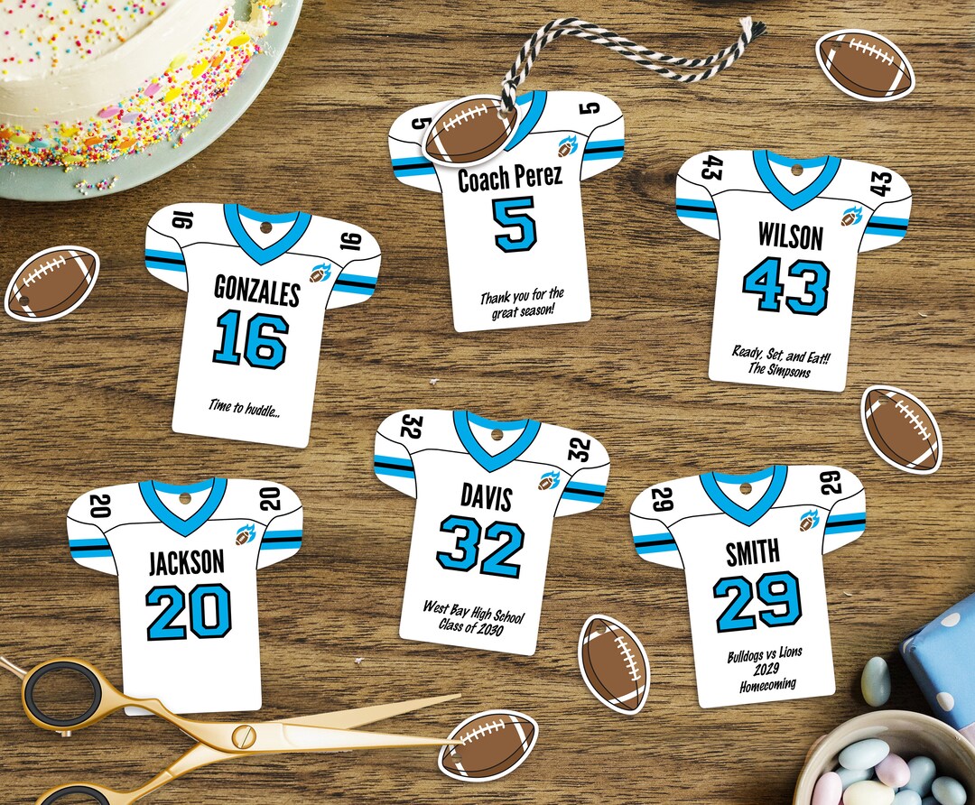 Editable Football Jersey Favor Tags: Personalized Team Banquet (instant ...