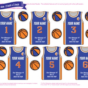 Editable Basketball Party Favor Tags, Personalized, Jersey Template ...