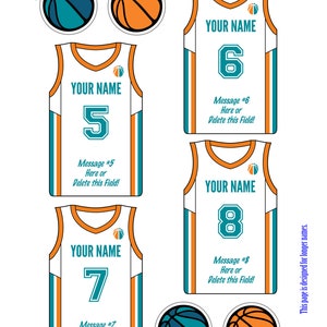 Editable Basketball Party Favor Tags Personalized Jersey - Etsy