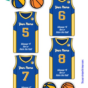 Editable Basketball Party Favor Tags, Personalized, Jersey Template ...