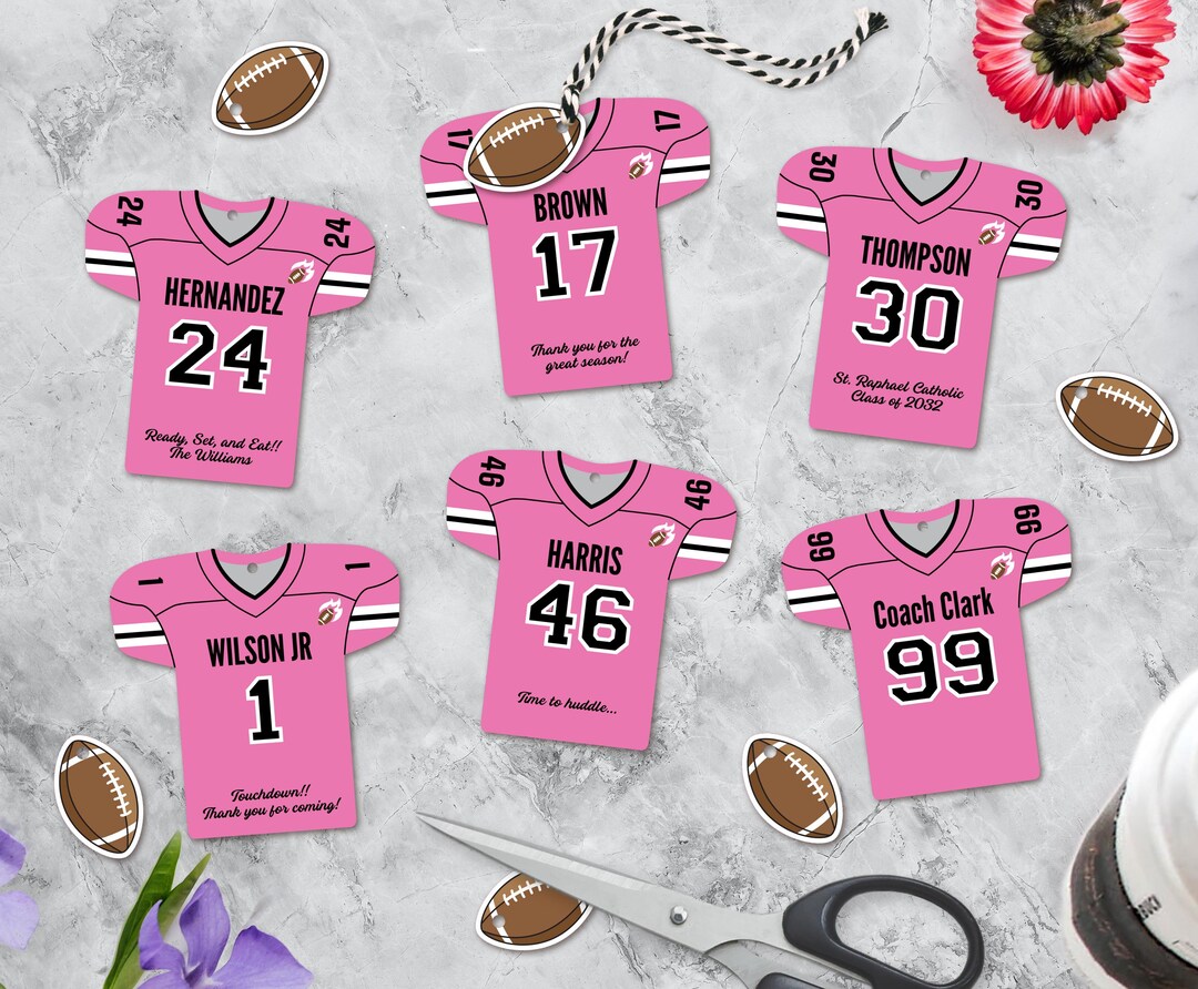 Editable Football Party Favor Tags, Personalized, Jersey Printable ...