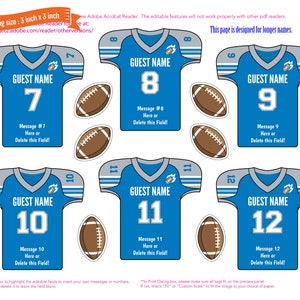 Editable Football Jersey Favor Tags, Personalized Printable (instant ...