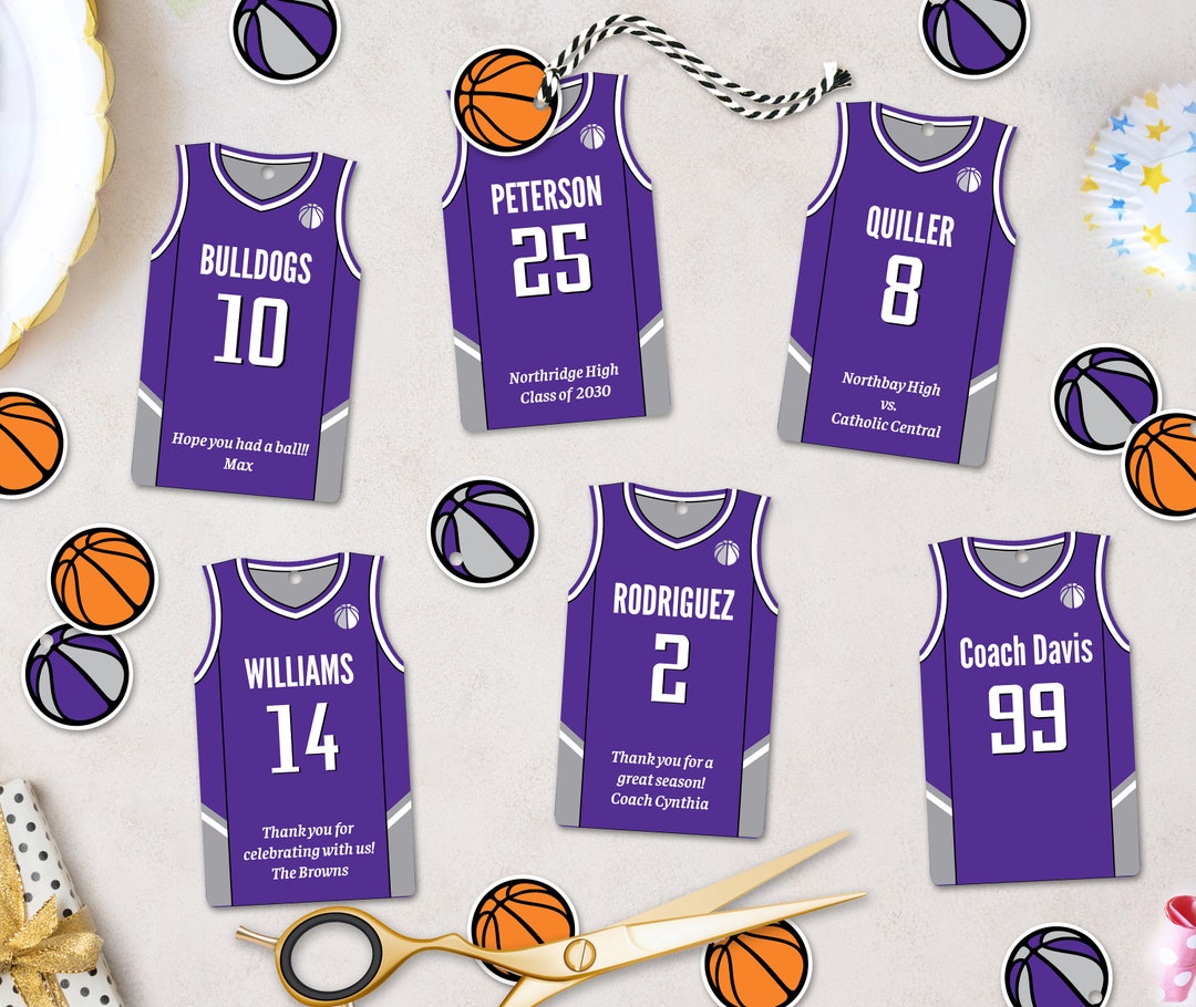 Editable Basketball Party Favor Tags, Personalized, Jersey Template ...