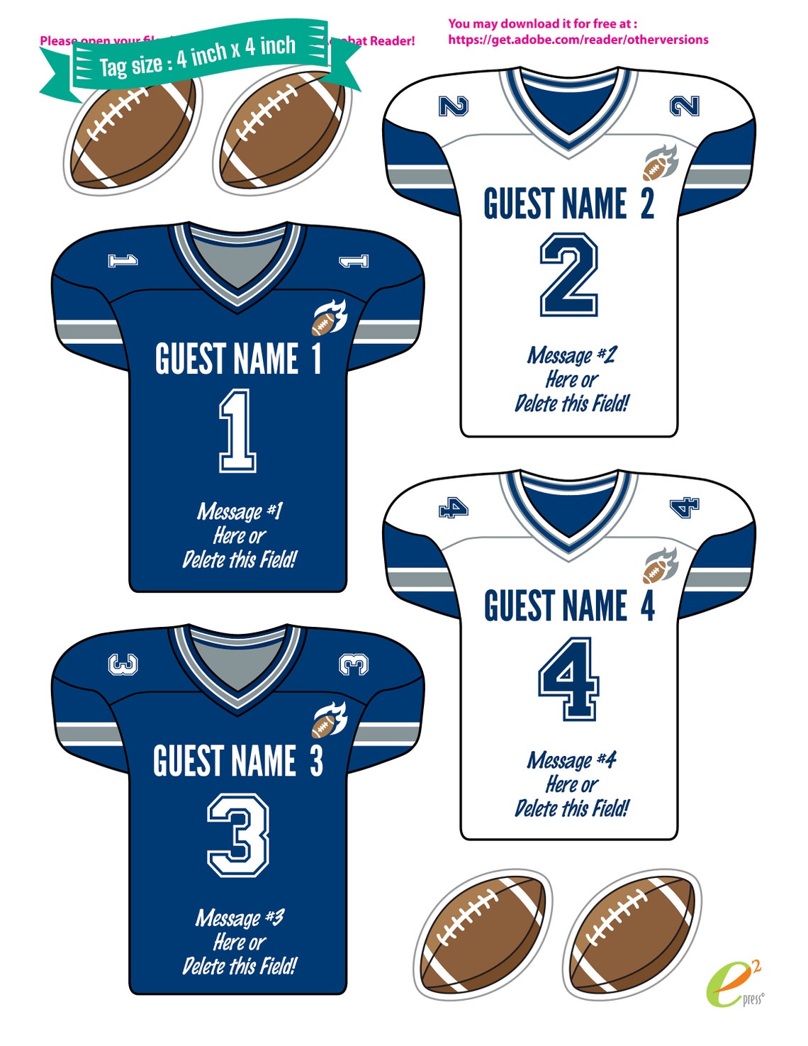 Editable Football Party Favor Tags Personalized Jersey - Etsy