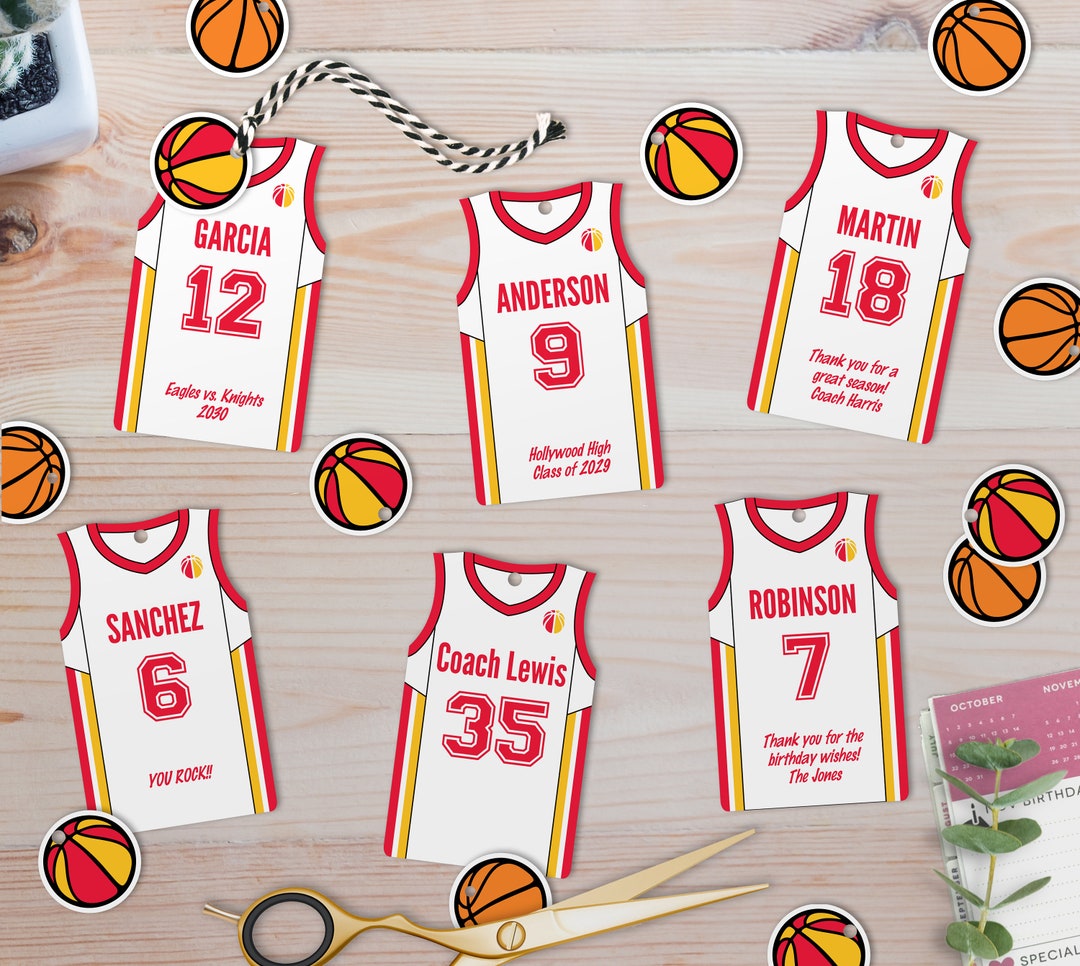 Editable Basketball Jersey Favor Tags: Team Birthday Party (instant ...
