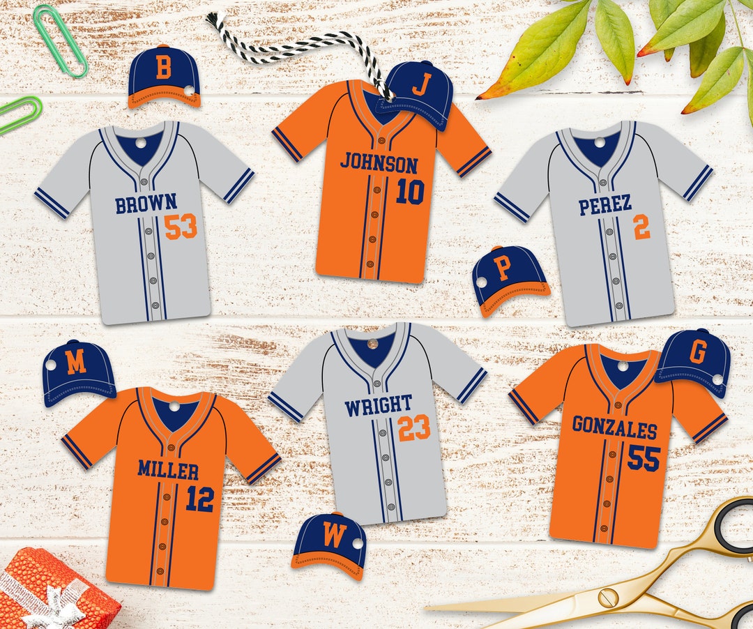 Editable Baseball Team Party Favor Tags, Personalized, Jersey Shaped ...