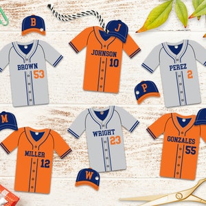 Editable Baseball Team Party Favor Tags, Personalized, Jersey Shaped ...