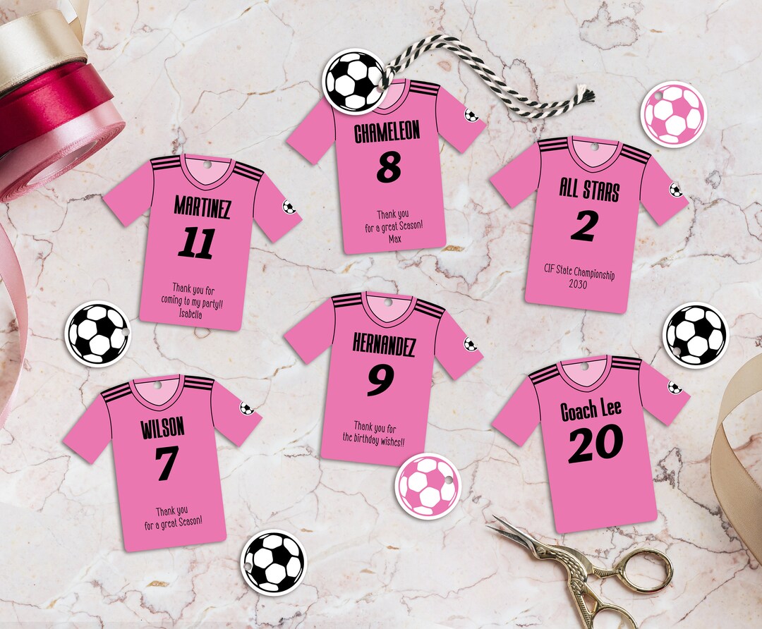 Editable Soccer Team Party Favor Tags, Personalized, Jersey Ball ...