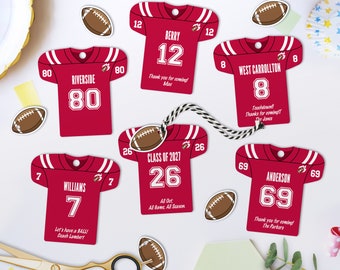 Editable Soccer Party Favor Tags, Personalized, Jersey Shaped Printable ...