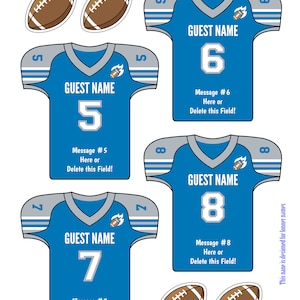 Editable Football Jersey Favor Tags, Personalized Printable (instant ...