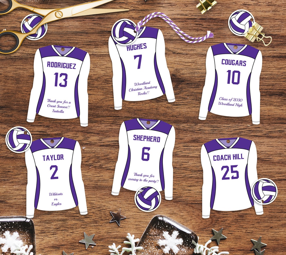 Editable Volleyball Party Favor Tags, Personalized, Jersey Ball ...