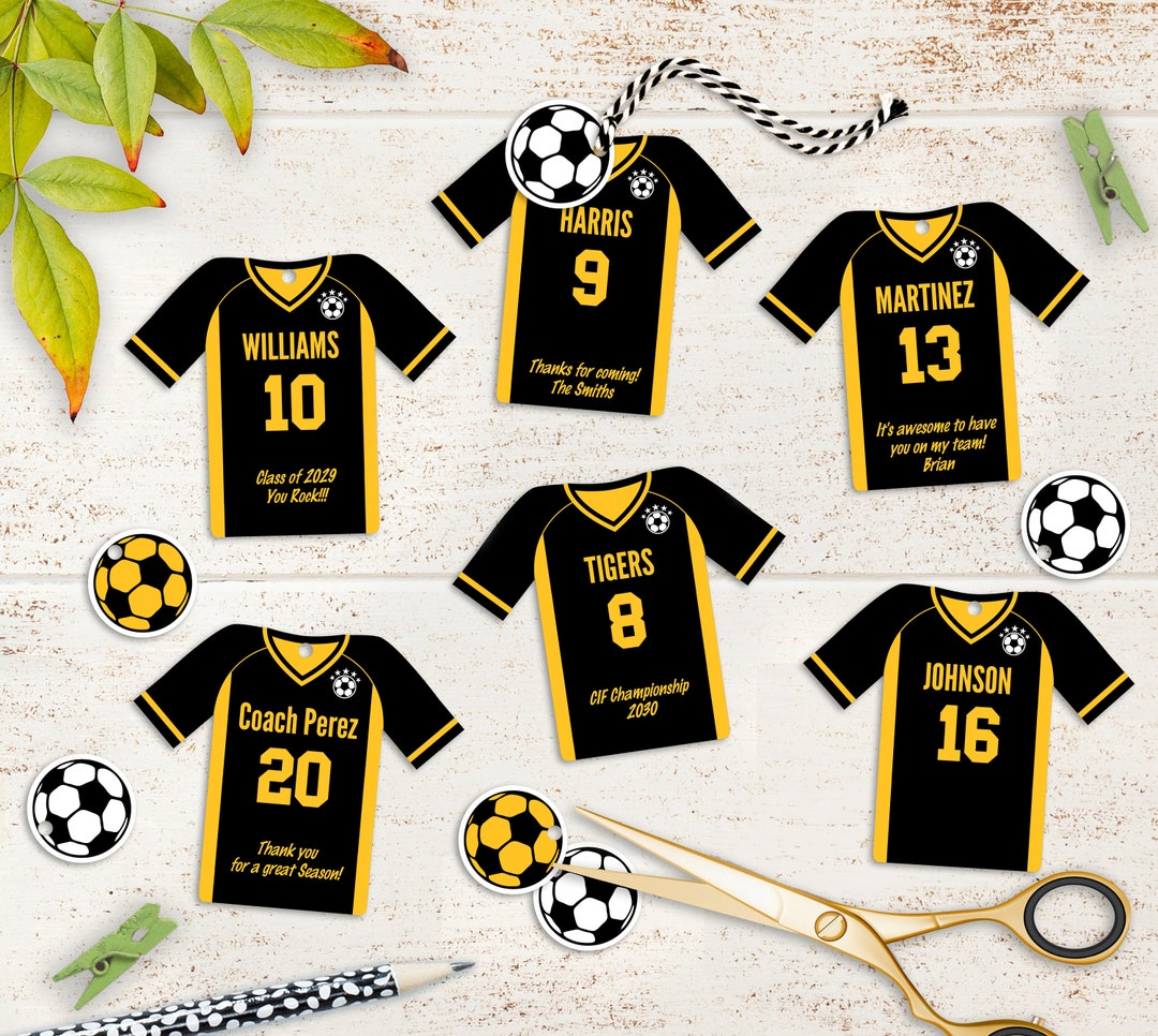 Editable Soccer Party Favor Tags, Personalized Gifts, Jersey Ball ...