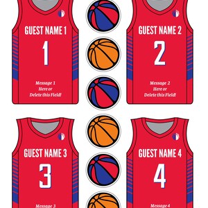 Editable Basketball Party Favor Tags, Personalized, Jersey Template ...