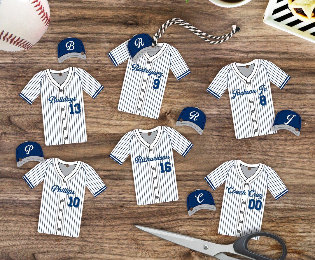 Editable Baseball Team Party Favor Tags, Personalized, Jersey Template ...