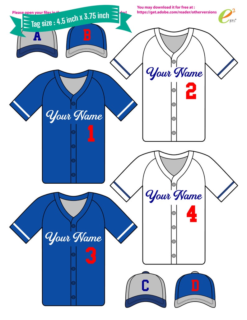 Personalized Baseball Team Jersey Favor Tags: Printable Birthday ...