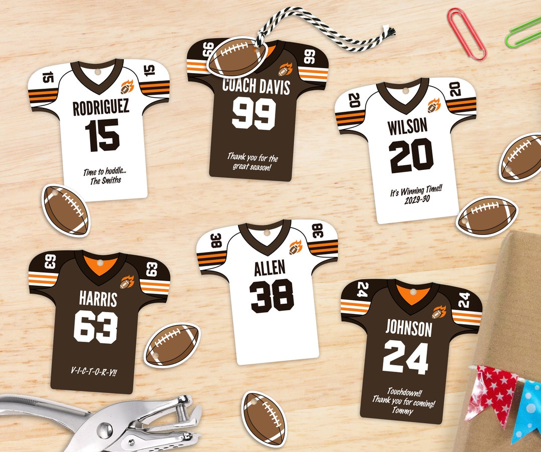 Editable Football Party Favor Tags, Personalized, Jersey Printable ...