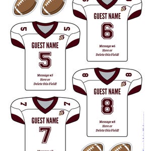 Editable Football Party Favor Tags, Personalized, Jersey Printable ...
