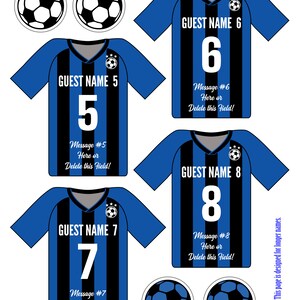 Editable Soccer Party Favor Tags, Personalized, Jersey Shaped Printable ...