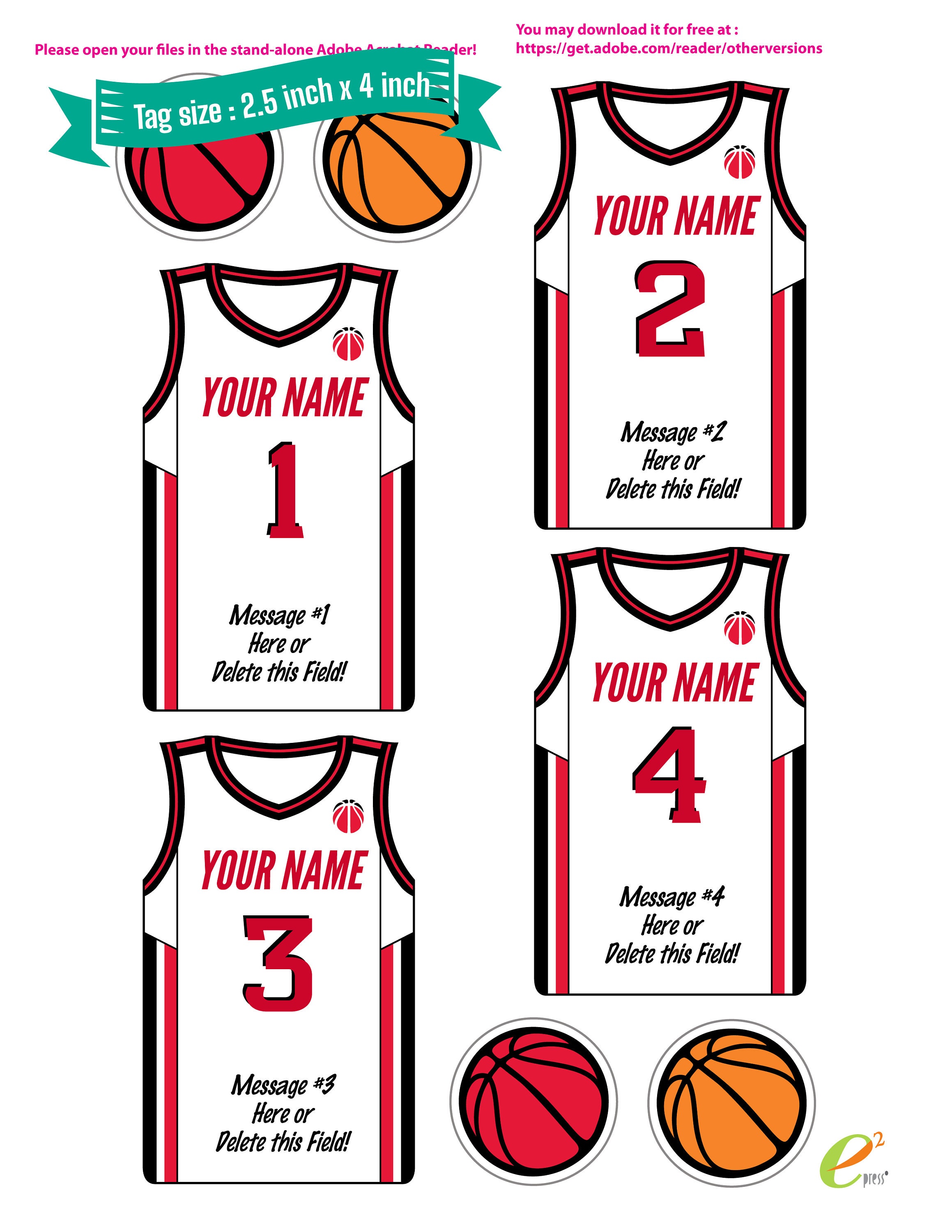 Editable Basketball Party Favor Tags Personalized Jersey - Etsy