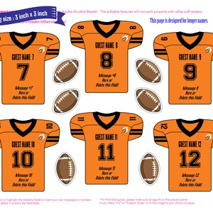 Editable Football Jersey Favor Tags: Team Banquet Printable (instant ...