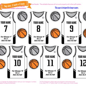 Editable Basketball Jersey Favor Tags, Team Birthday (instant Download ...