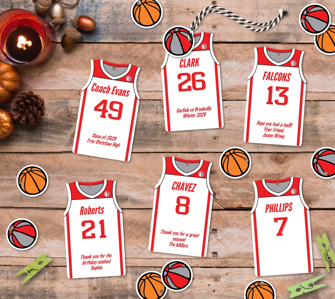 Editable Basketball Jersey Favor Tags: Team Birthday Party (instant ...