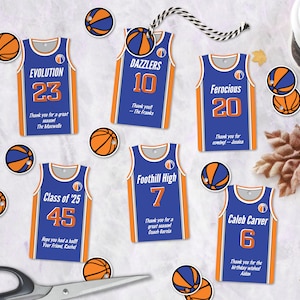Editable Basketball Party Favor Tags, Personalized, Jersey Template ...