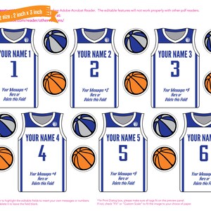 Editable Basketball Party Favor Tags, Personalized, Jersey Template ...