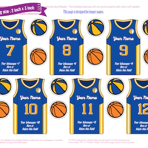 Editable Basketball Party Favor Tags, Personalized, Jersey Template ...