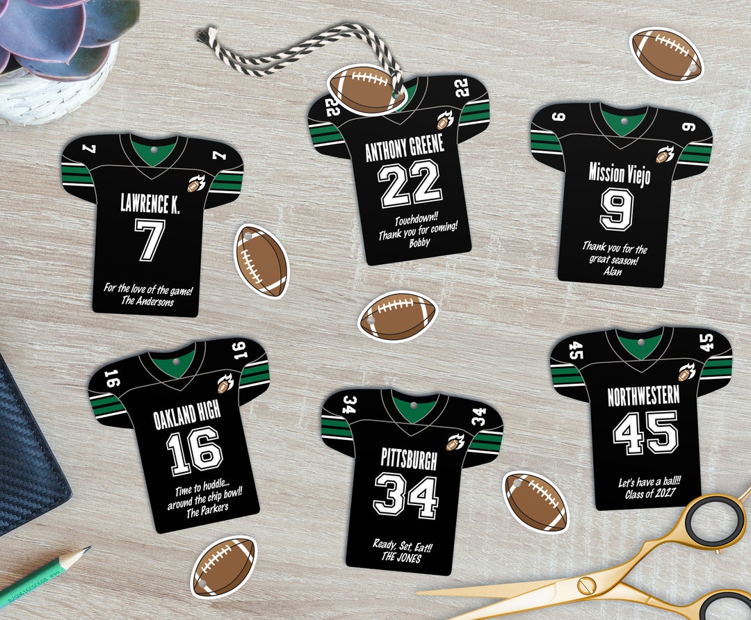 Editable Football Jersey Favor Tags, Printable Template (instant ...