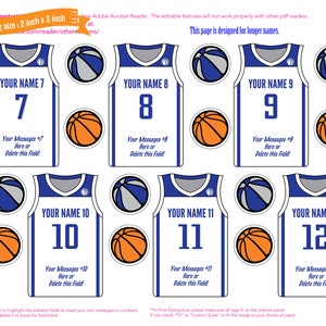 Editable Basketball Party Favor Tags, Personalized, Jersey Template ...