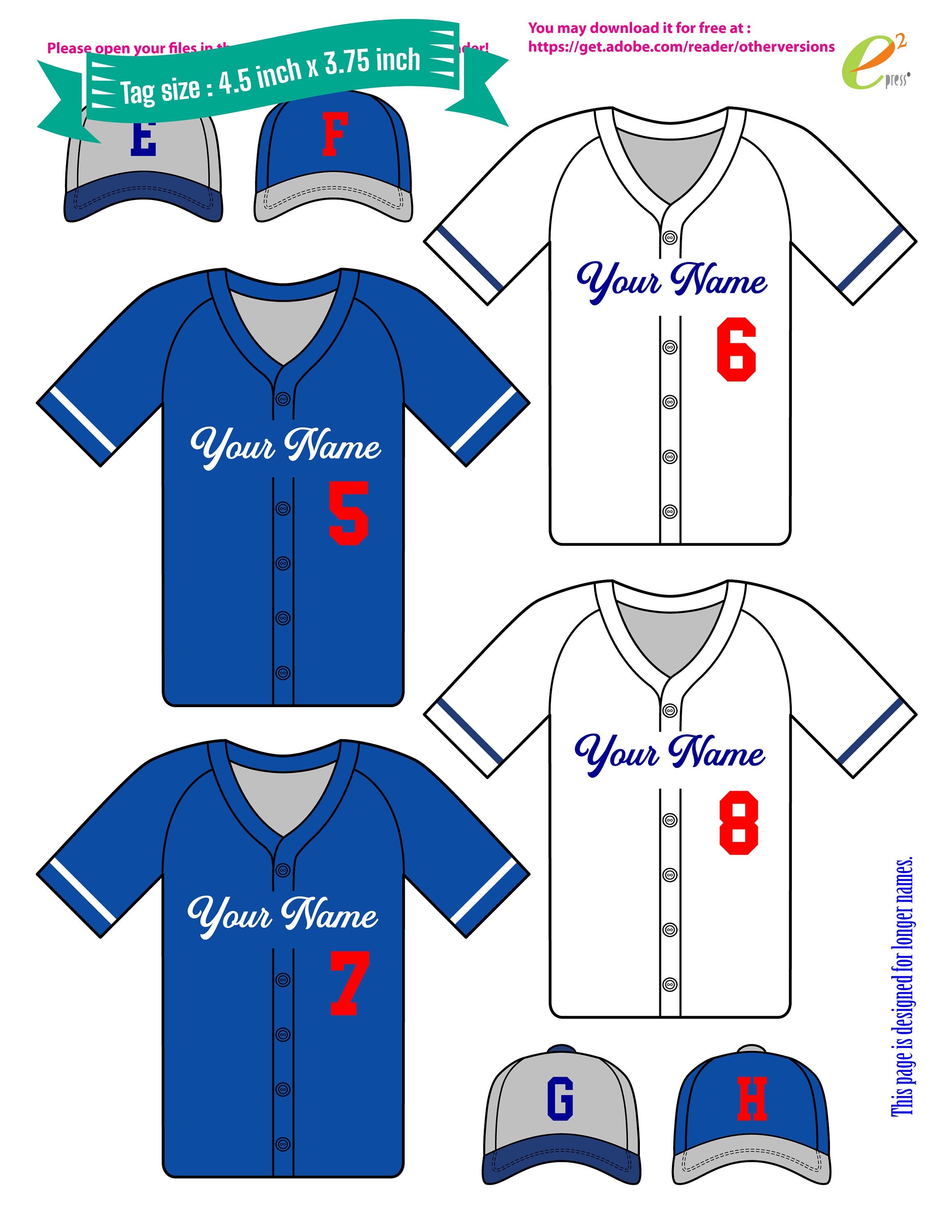 Personalized Baseball Team Jersey Favor Tags: Printable Birthday ...