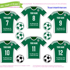 Editable Soccer Party Favor Tags, Personalized, Jersey Shaped Printable ...
