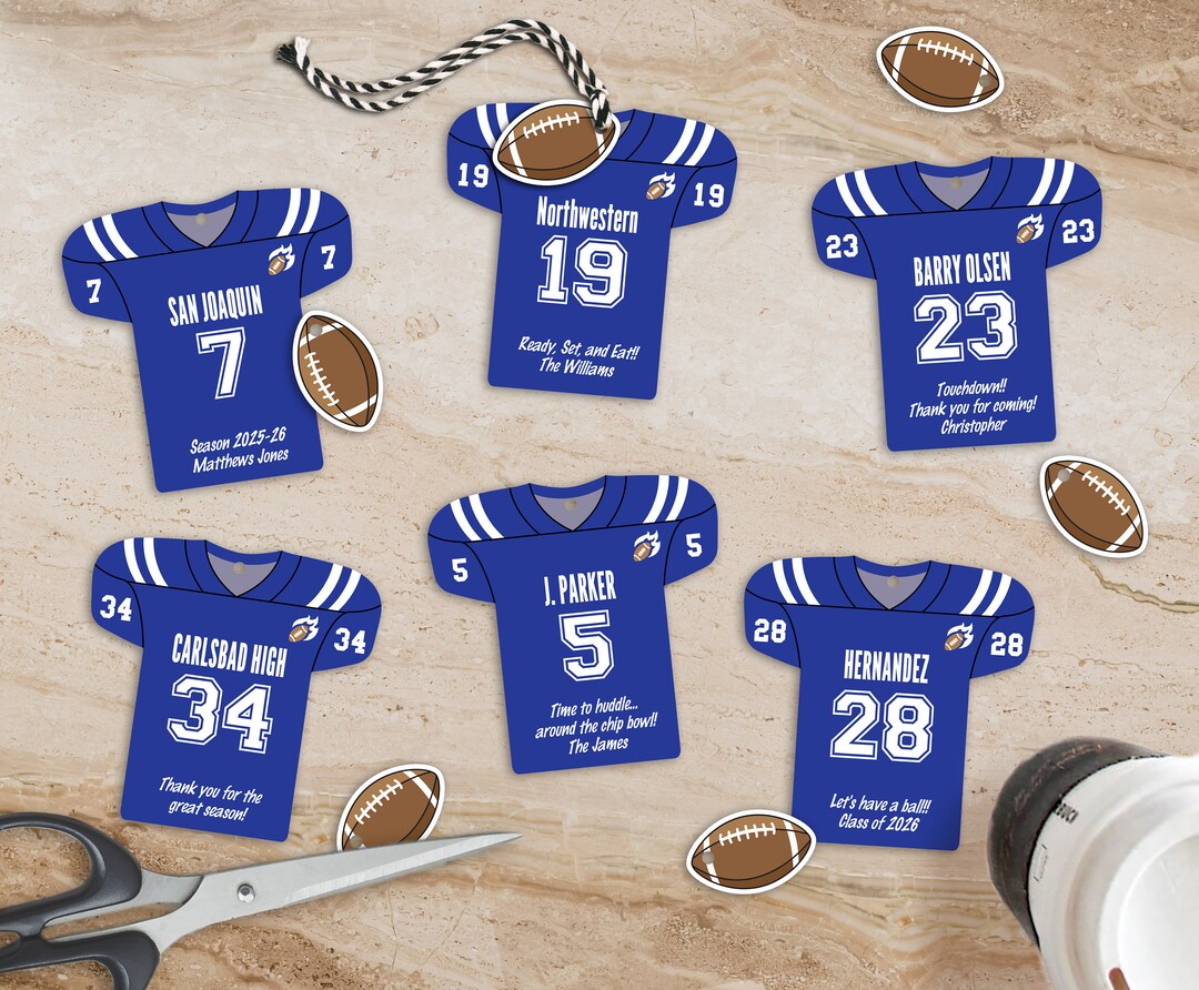 Editable Football Jersey Favor Tags: Personalized Team Banquet (instant ...
