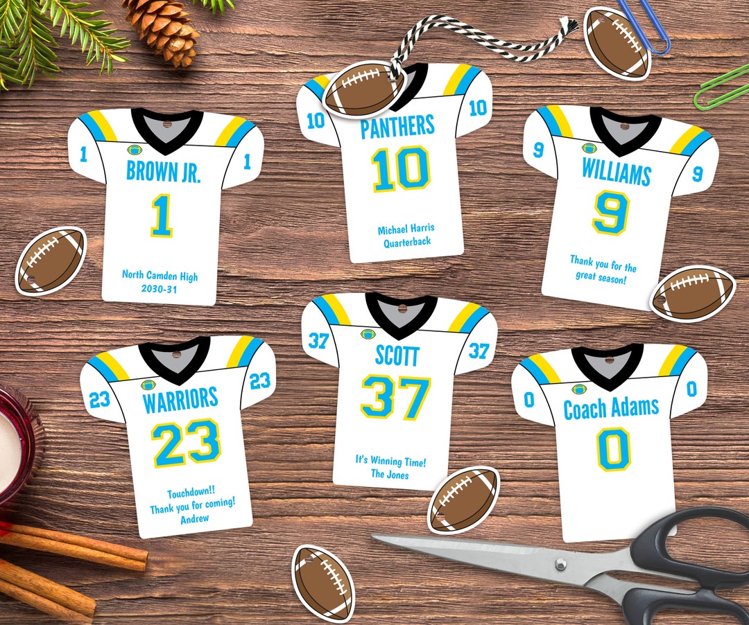 Editable Football Party Favor Tags, Personalized, Jersey Printable ...