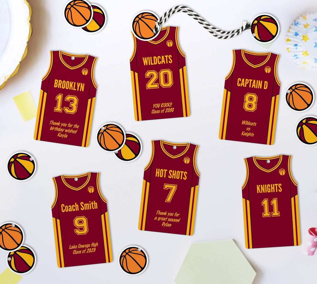 Editable Basketball Jersey Favor Tags: Team Birthday Party (instant ...