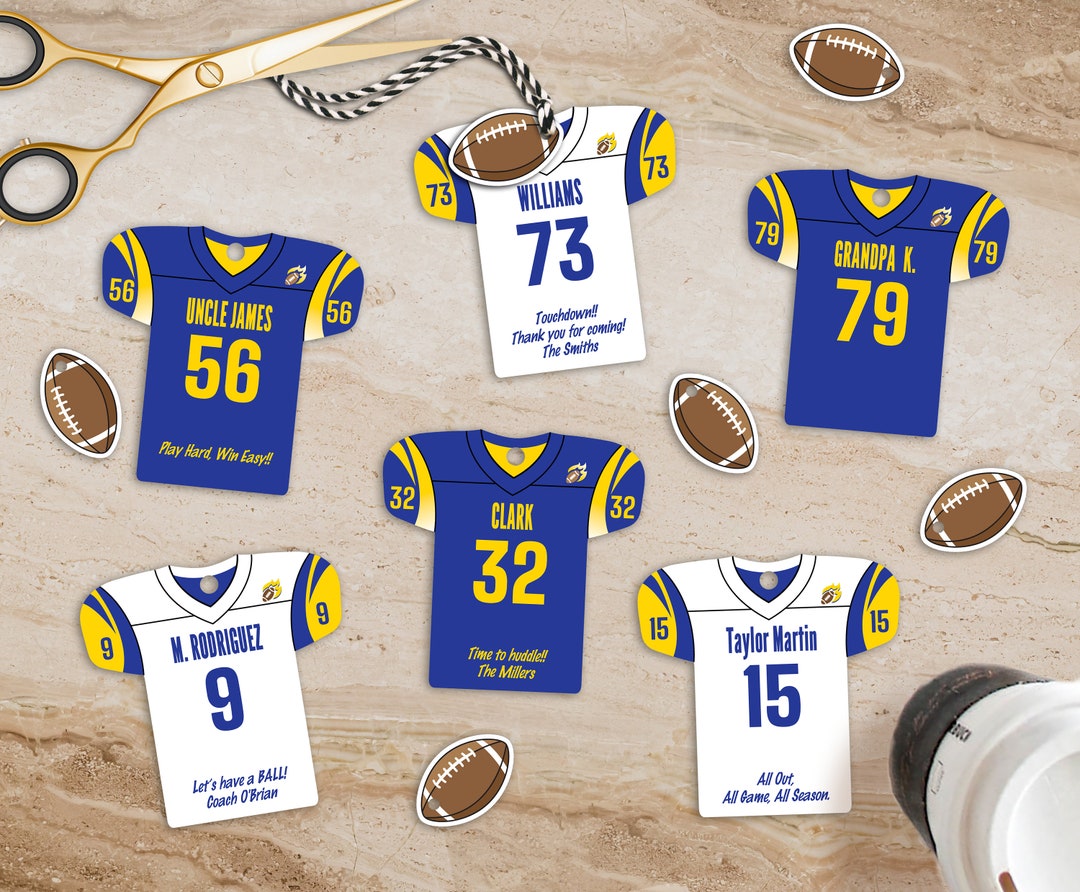 Editable Football Party Favor Tags, Personalized, Jersey Printable Tags ...