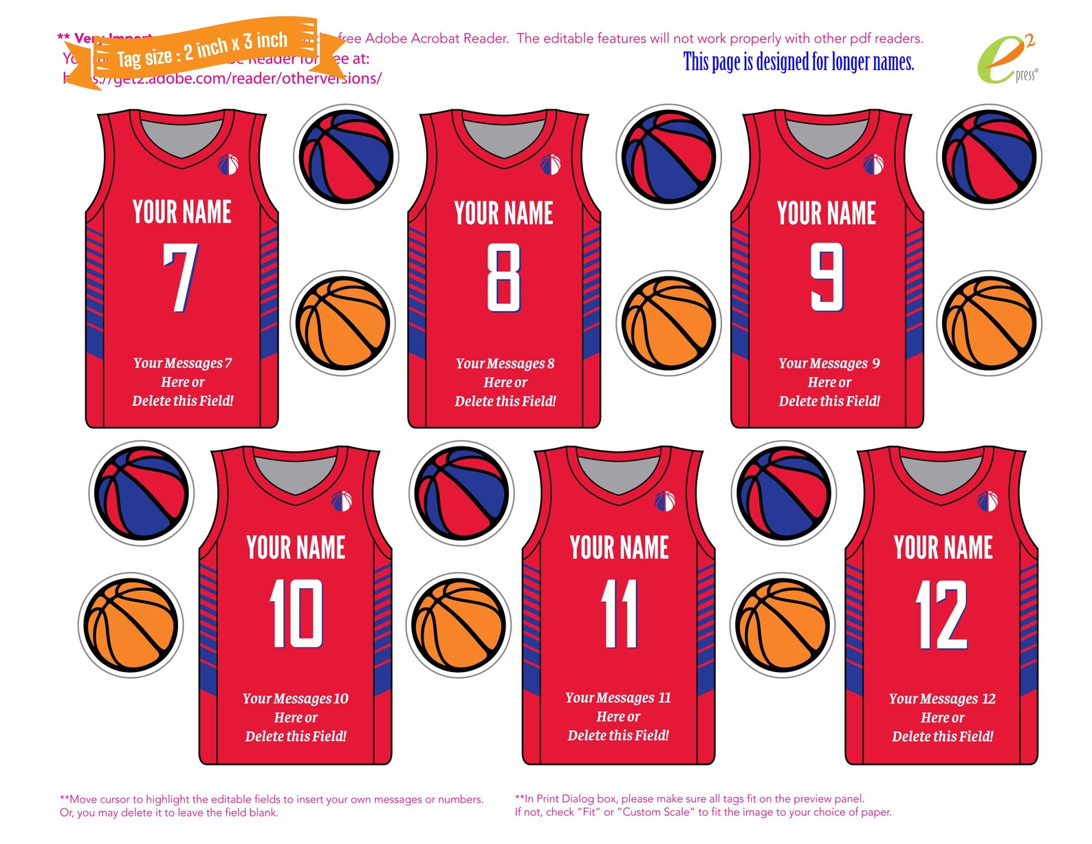 Editable Basketball Party Favor Tags, Personalized, Jersey Template ...