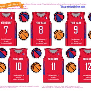 Editable Basketball Party Favor Tags, Personalized, Jersey Template ...