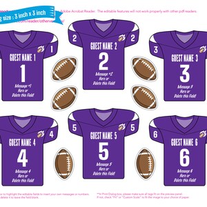 Editable Football Party Favor Tags, Personalized, Jersey Printable ...