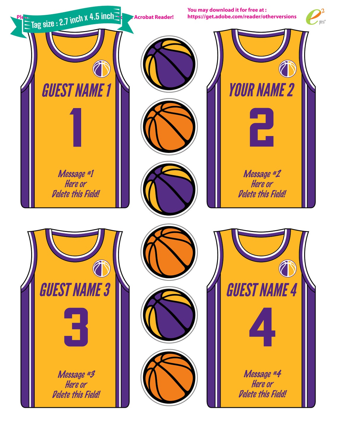 Personalized Basketball Jersey Favor Tags: Team Birthday Party (instant ...