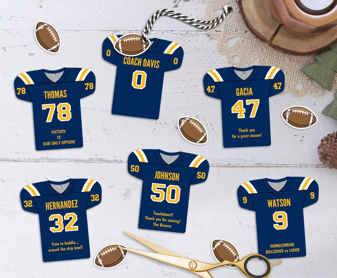 Editable Football Jersey Favor Tags: Personalized Team Banquet (PDF ...