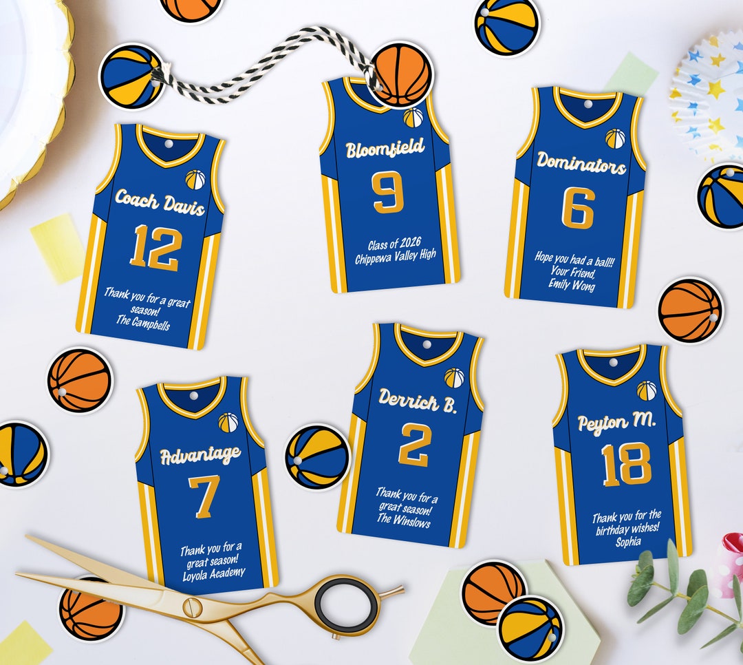 Editable Basketball Party Favor Tags, Personalized, Jersey Template ...