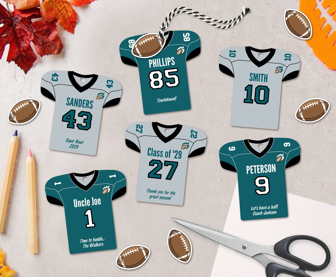 Editable Football Party Favor Tags, Personalized, Jersey Printable ...