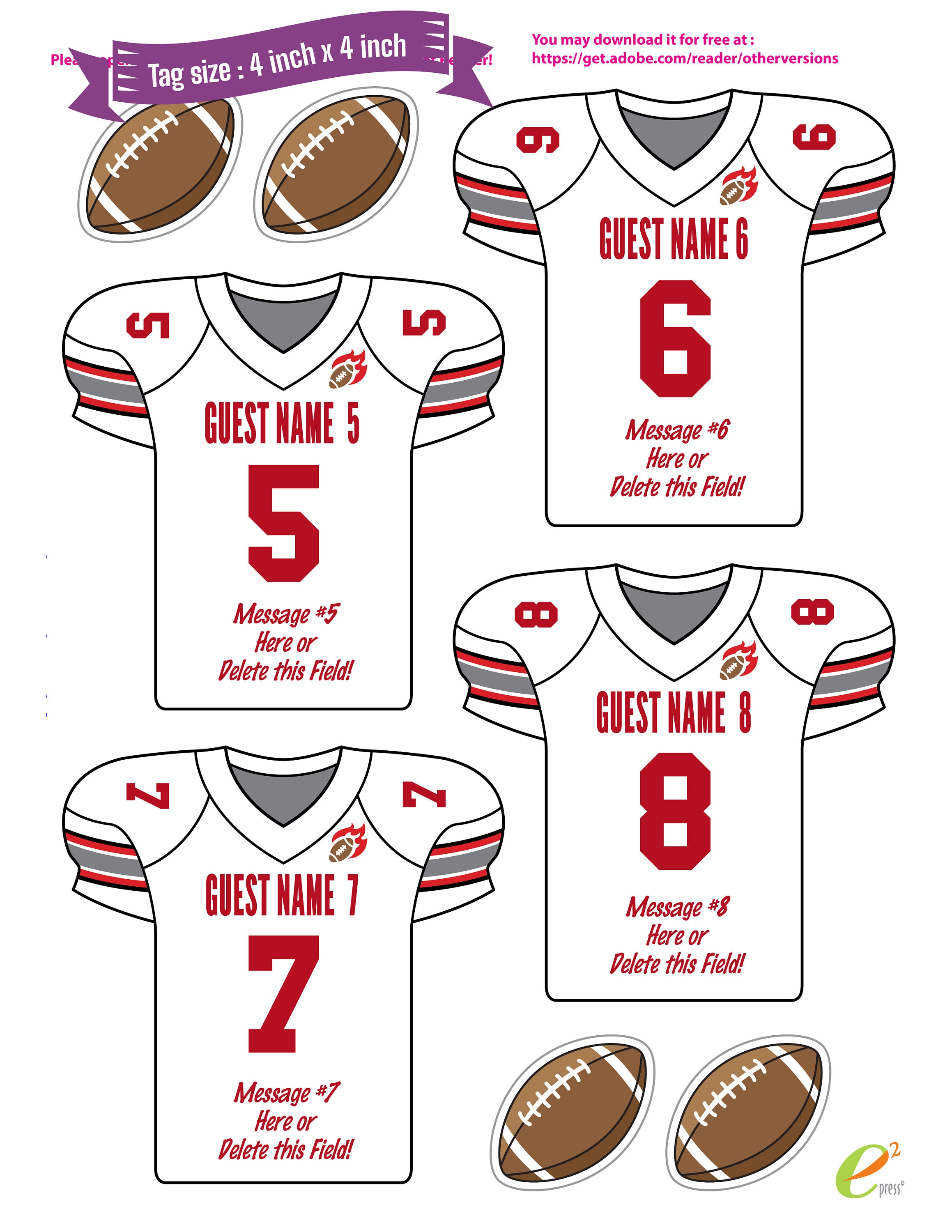 Editable Football Jersey Favor Tags: Personalized Team Banquet (instant ...