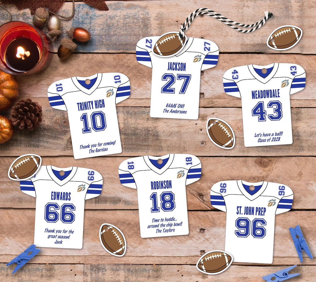 Editable Football Party Favor Tags, Personalized, Jersey Printable ...