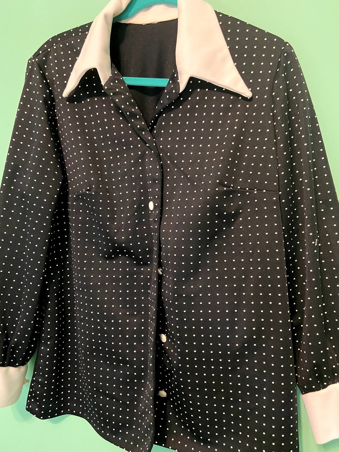 Vintage 70s Double Knit Polyester Button-up Mama's House - Etsy