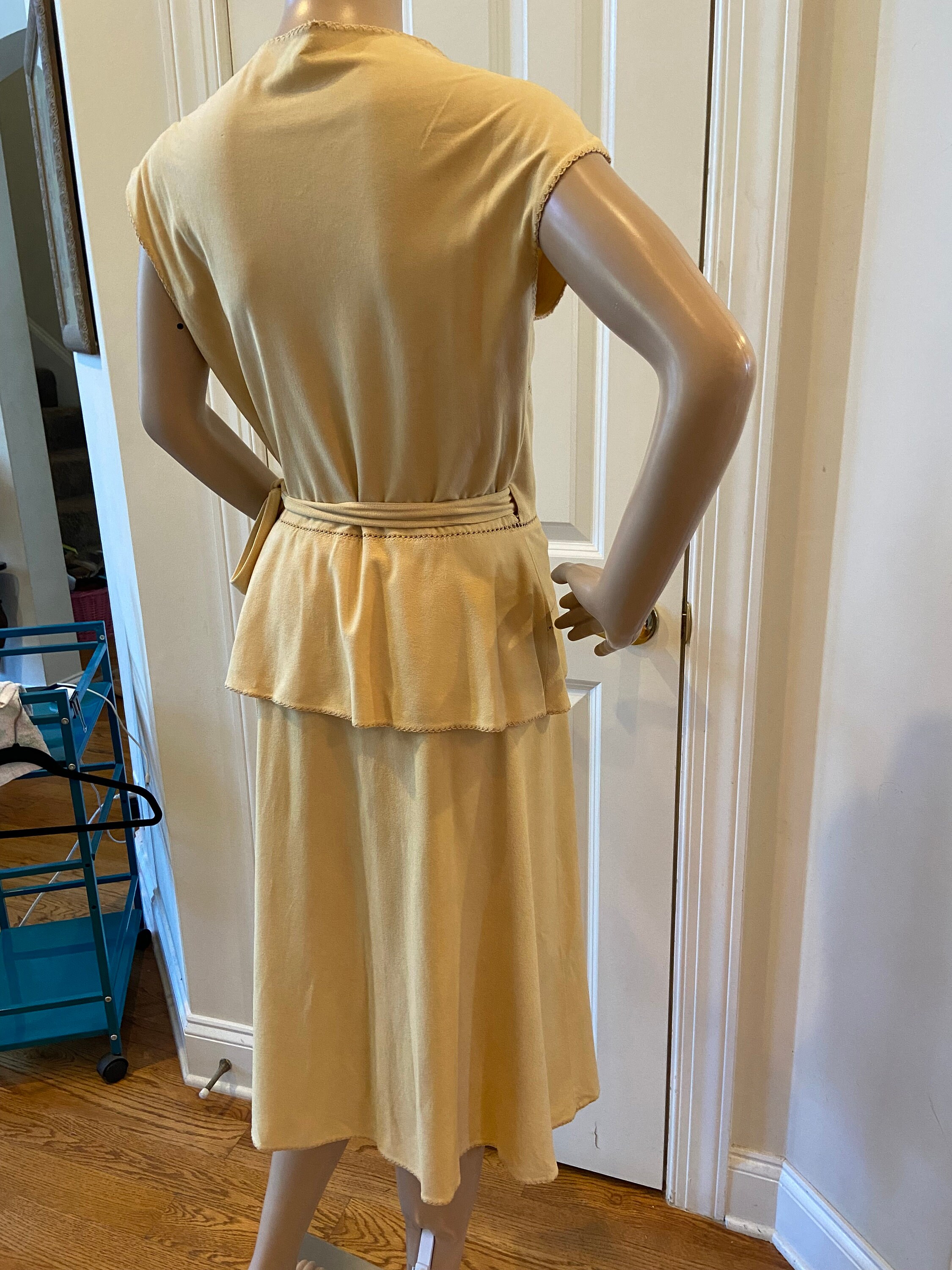 1970s Butter Yellow Ultrasuede Crochet Wrap Dress by Young - Etsy