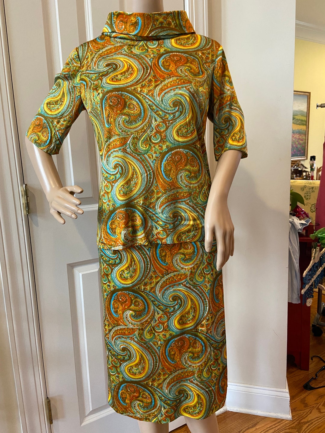 1960s Justin Mccarty Texas Traveler Two-piece Paisley Print - Etsy